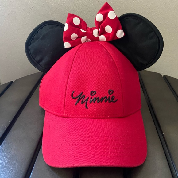 Disney | Accessories | Disney Red Minnie Hat With Ears And Bow | Poshmark